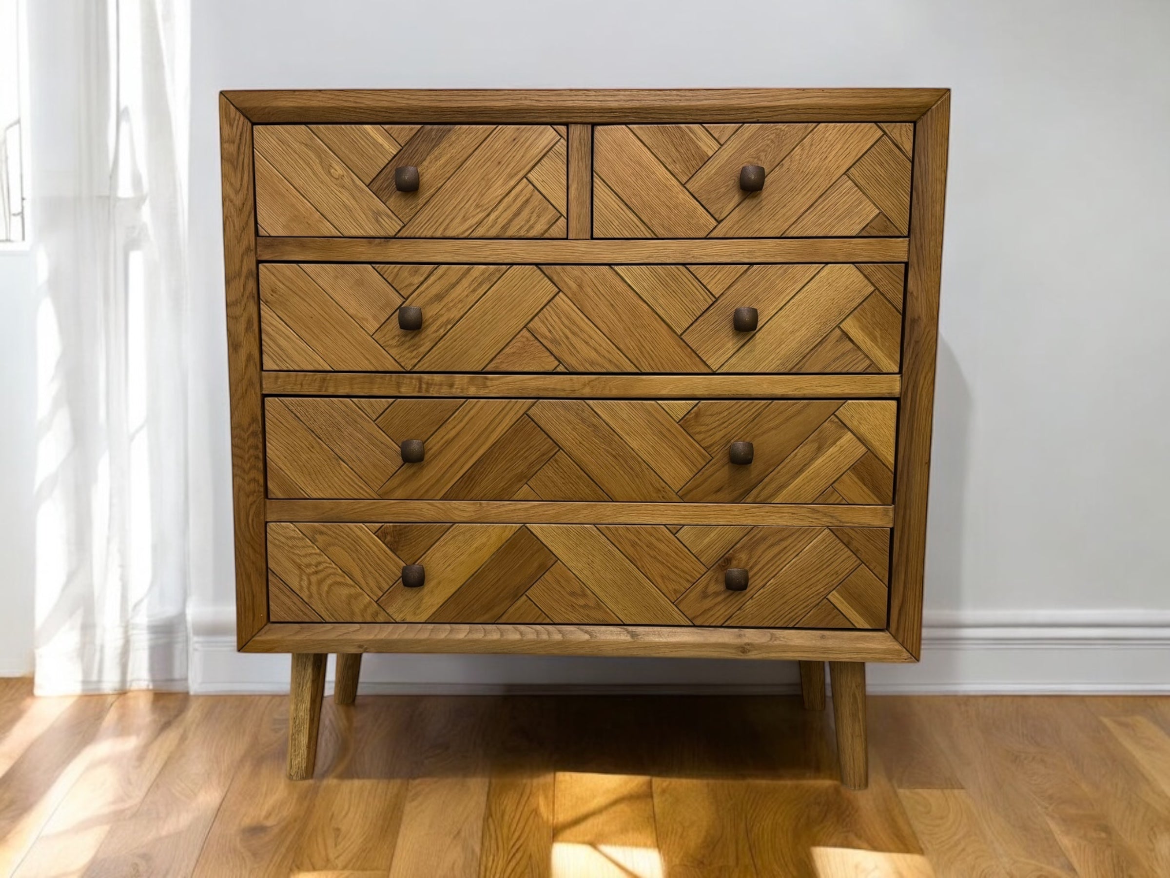 Oak Furnitureland Brushed & Glazed Solid Oak Chest of Drawers Parquet ...