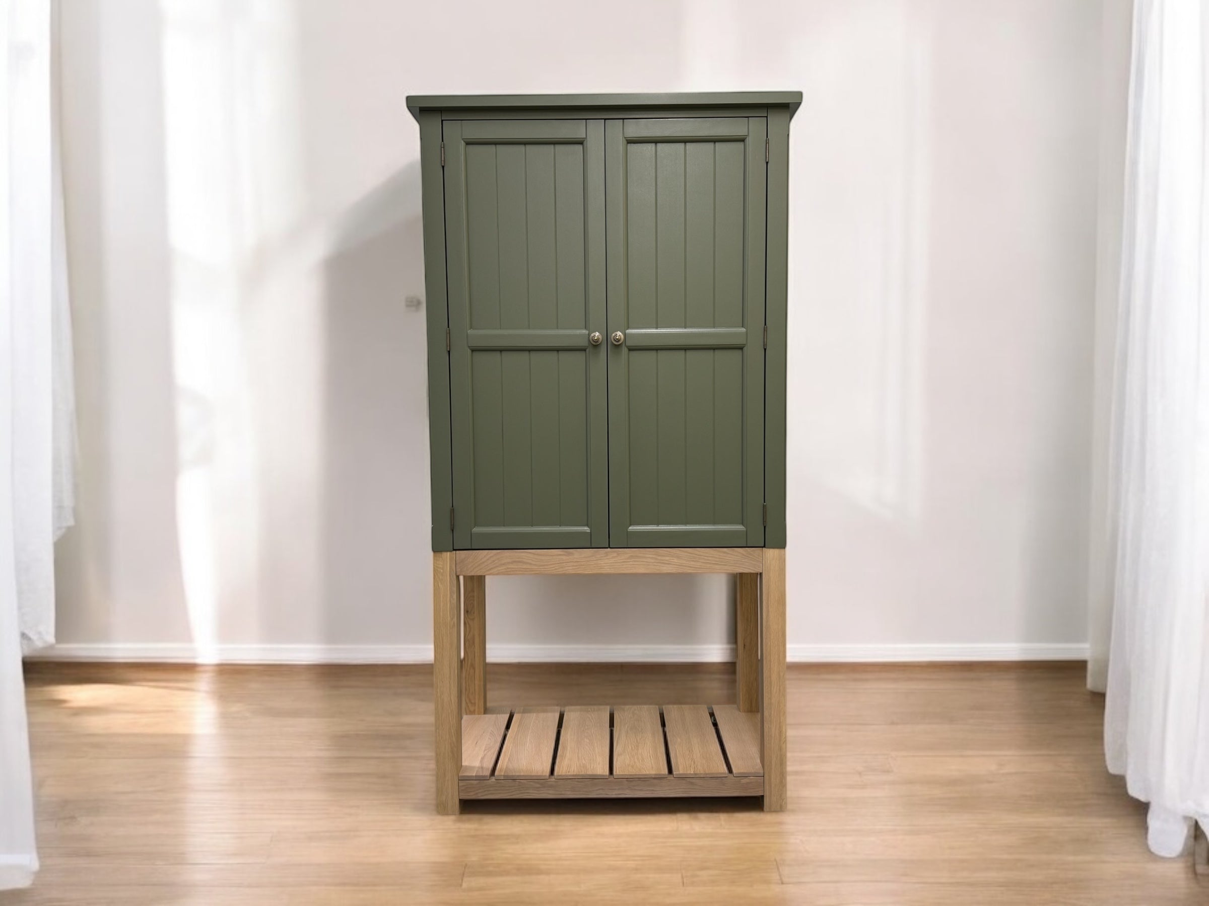 Solid Wood Modern Cuboard in Farmhouse Style, Olive Green RRP £995 – SE ...